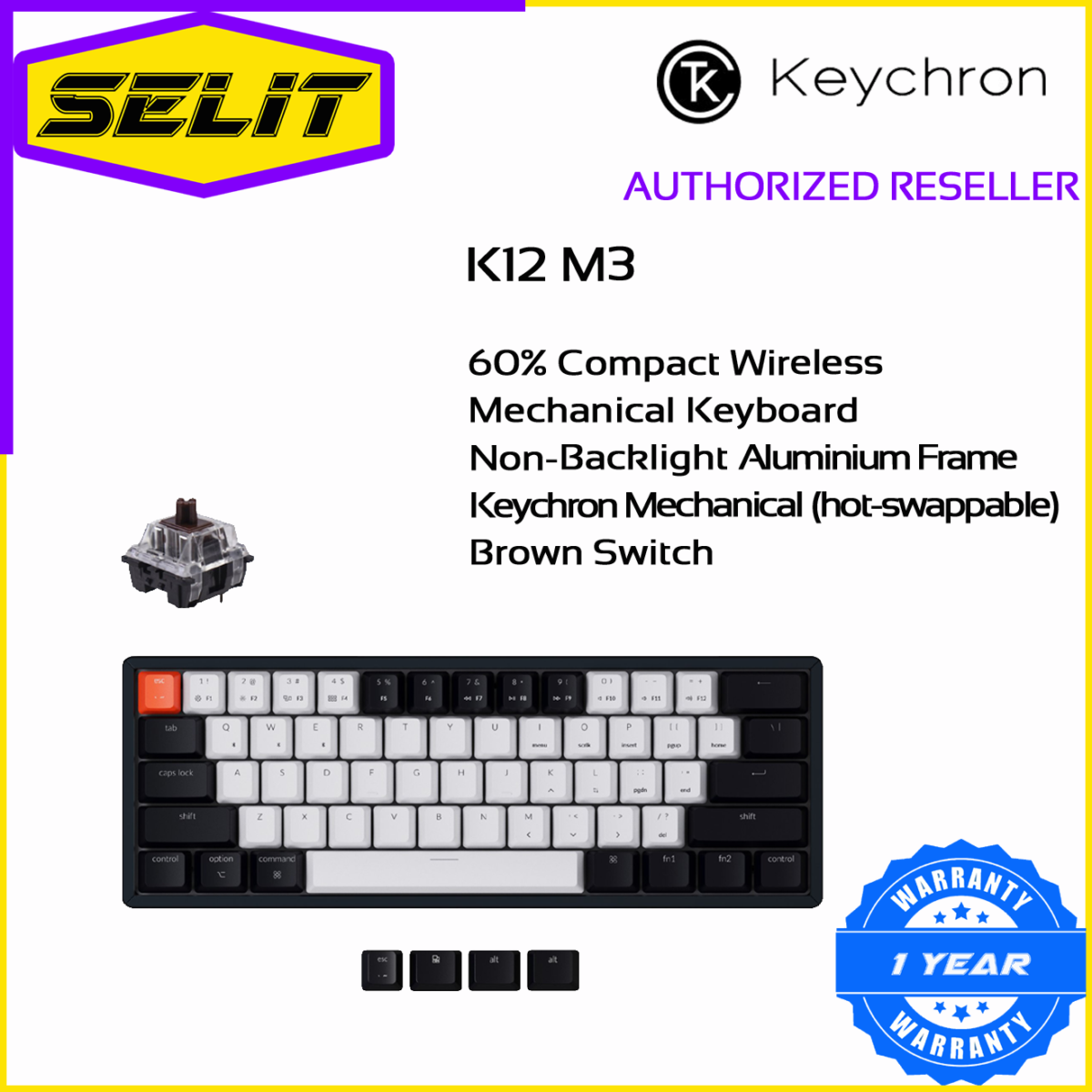 [SELIT TRADING] Keychron K12 M3 60% Wireless Mechanical Keyboard RGB ...